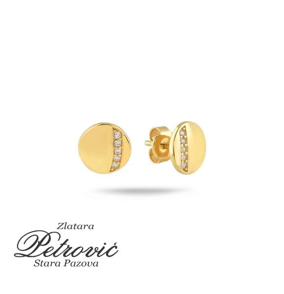 Zlatne minđuše okruglog oblika sa linijom cirkona VK0037E- Zlatne ...