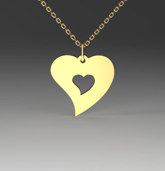 Zlatni lančić sa priveskom srce u srcu 17 mm P50Z - Zlatni lančići ...